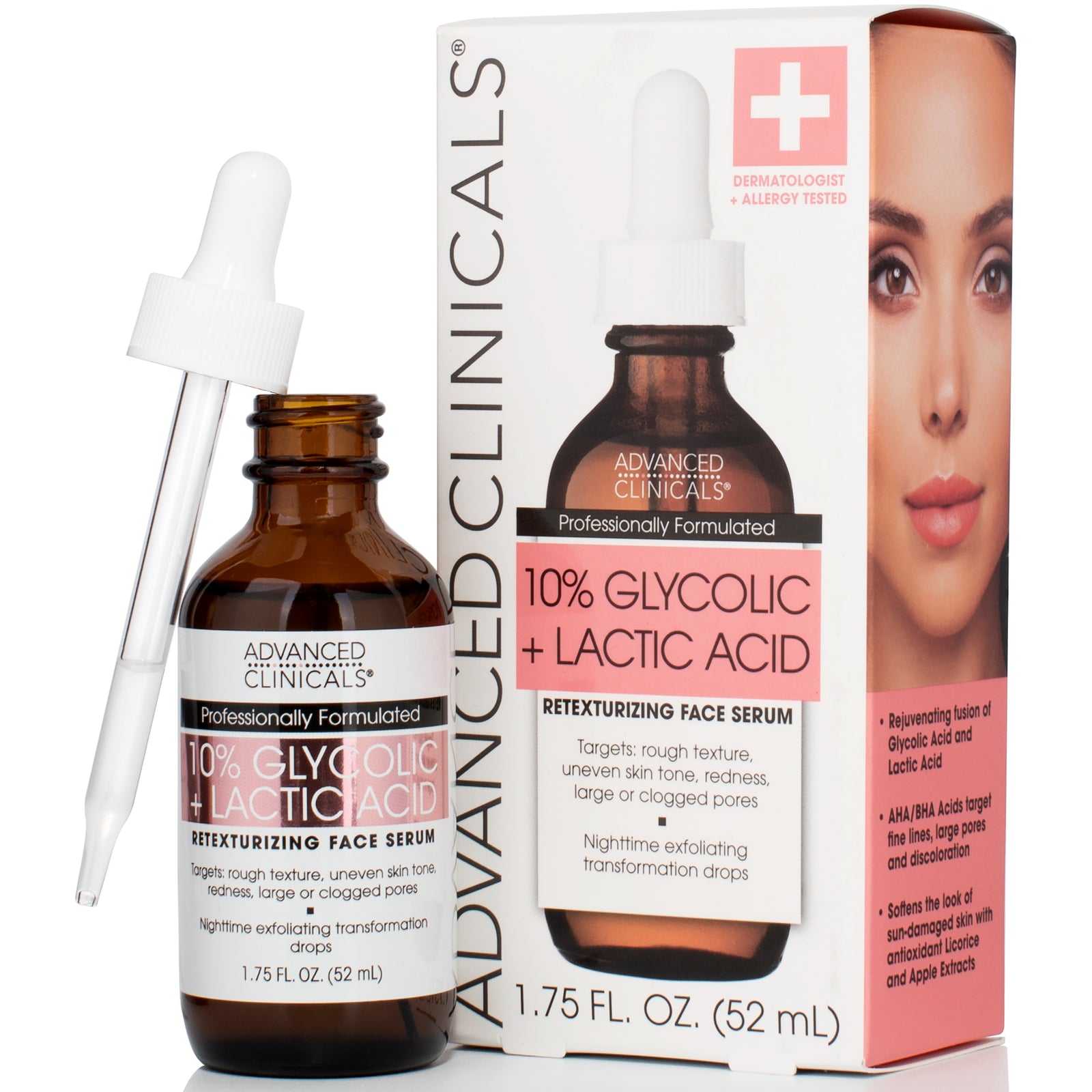 10% Glycolic + Lactic Acid Exfoliating Face Serum - Advanced Clinicals