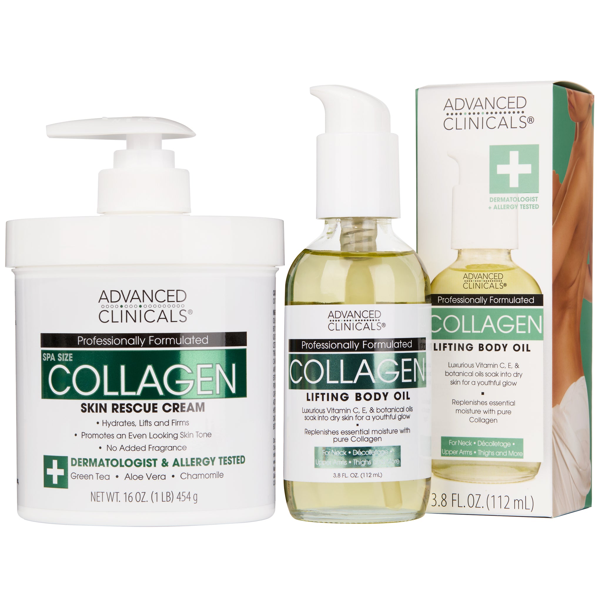 Collagen Body Cream + Body Oil Bundle - Advanced Clinicals